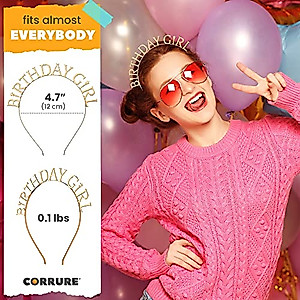 CORRURE Birthday Girl Headband Tiara, Gold Birthday Crown Headpiece, Party Hair Accessories for Girls and Women, Sweet 16, 18th 21st 25th 30th 40th 50th or Any Other Bday Party Decorations Supplies