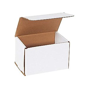 Secure Seal Shipping Boxes - 6x4x4" Mailers - White Foldable Corrugated Cardboard Packaging for Mailing, Moving, Storage, and Organizing - Strong Lightweight Foldable (Bulk 200 Pack)