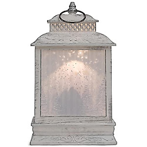 DEMDACO Distressed White Snowman Scene Musical LED 10.5 x 6.5 Resin Christmas Decorative Tabletop Snow Water Globe