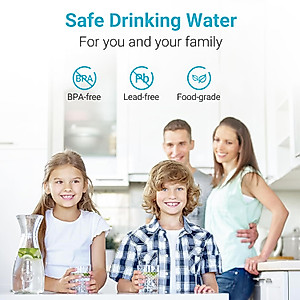 AQUA CREST Water Filter Replacement for All Waterdrop Pitcher and Dispenser Filtration System, Fits Waterdrop WD-PF-01A Plus, Reduces PFAS, PFOA/PFOS, Chlorine, Last Up to 200 Gallons (Pack of 3)