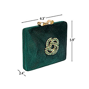 Mulian LilY Green Velvet Evening Bags For Women With Closure Rhinestone Crystal Embellished Clutch Purse For Party Wedding M453