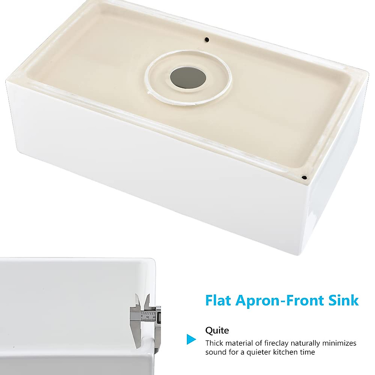 BoomHoze White Farmhouse Sink 33 inch Farmhouse Kitchen Sink Single Bowl Fireclay Apron Farm Sink Large Porcelain White Kitchen Sink Deep Farmers Sink