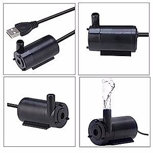 SIPYTOPF 3Pcs DC 3-5V USB Micro Submersible Mini Water Pump for Aquariums Fish Tank Pond Fountain Hydroponics Garden (Black)