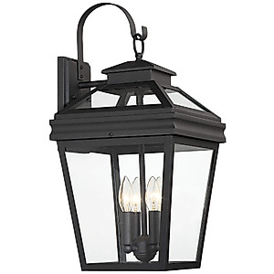 John Timberland Stratton Street Traditional Outdoor Wall Light Fixture Textured Black Lantern 22" Clear Glass for Exterior House Porch Patio Outside Deck Garage Yard Front Door Garden Home