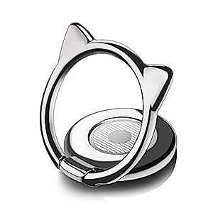 aceyoon Phone Ring Cat Attachable Kickstand Ultra Thin Cute 360 Degree Smartphone Finger Grip Ring Holder Stand Compatible for Phone X, XS, XR, XS Max, 8, 7 Plus, 7, 6S Plus, 6, S9, S10 Black
