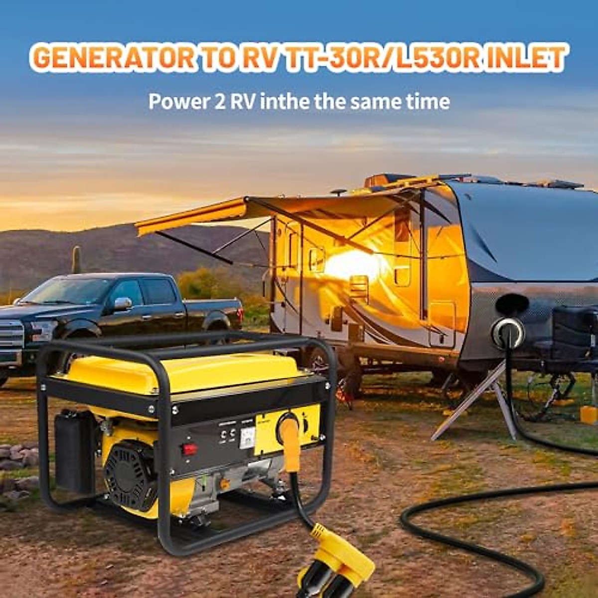 MECMO NEMA L14-30P to TT-30R L5-30R RV Generator Power Adapter, 4 Prong Twist Locking Generator Male Plug to Travel Trailer RV Female Cord 30 Amp RV Splitter for RV Trailer Camper Generator Charging