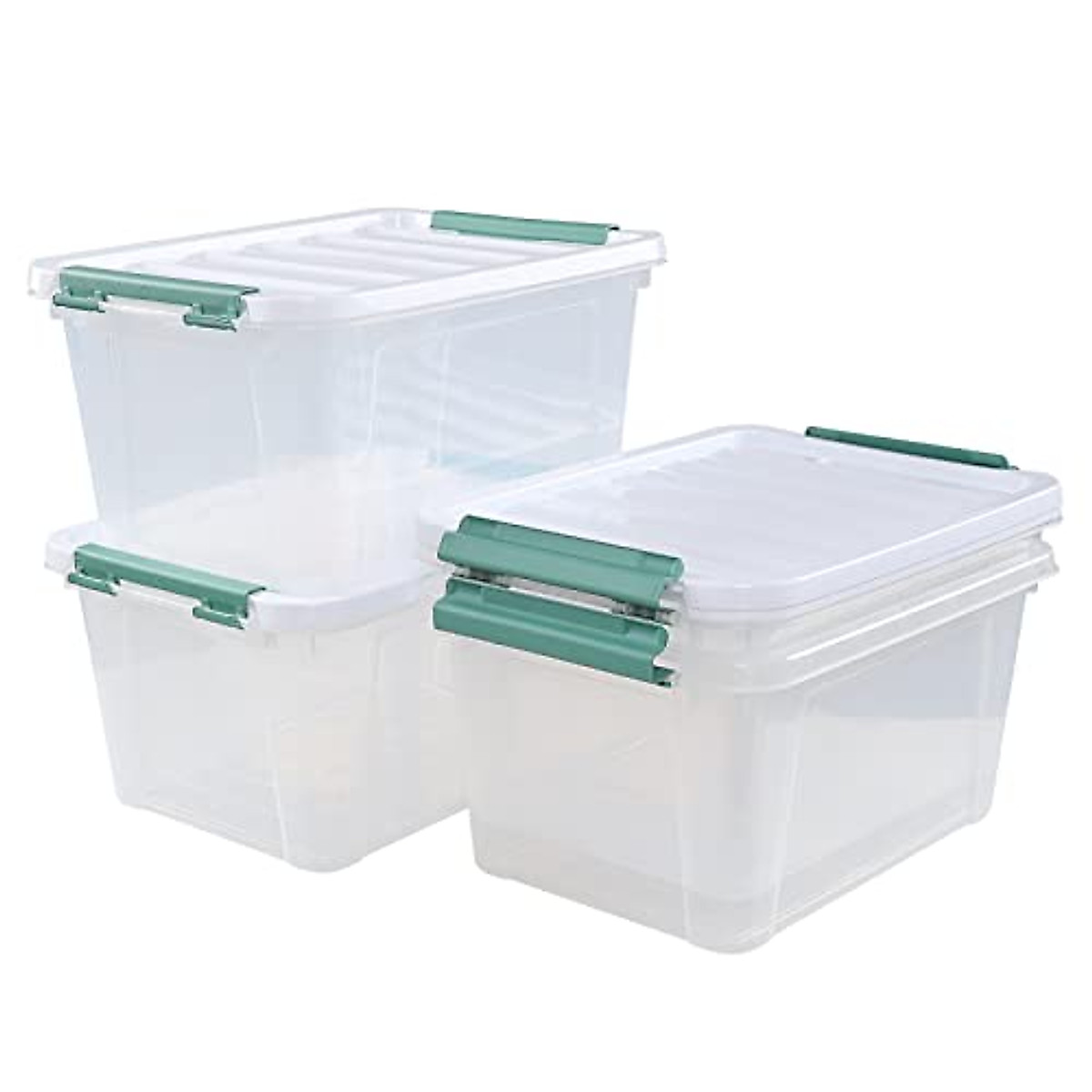 Ponpong 20 Quart Clear Plastic Storage Tote, Plastic Storage Boxes with Lids, Pack of 4