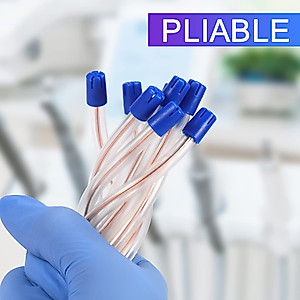 Annhua Saliva Ejectors Disposable Dental Suction Tips Pack of 100, Evacuation Suction Tips Saliva Aspirator Tube Clear with Blue Tips