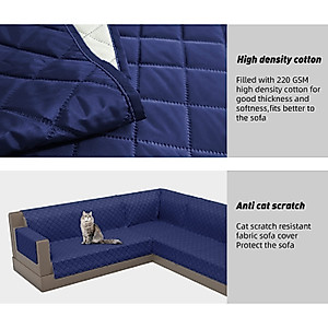 Arfntevss Corner Sectional Couch Covers 3-Piece Water Repellent L Shape Sofa Cover Set Quilted Anti Slip U-Shaped Sofa Slipcovers Living Room Furniture Protector for Pet Dog Cat (Navy Blue, Large)