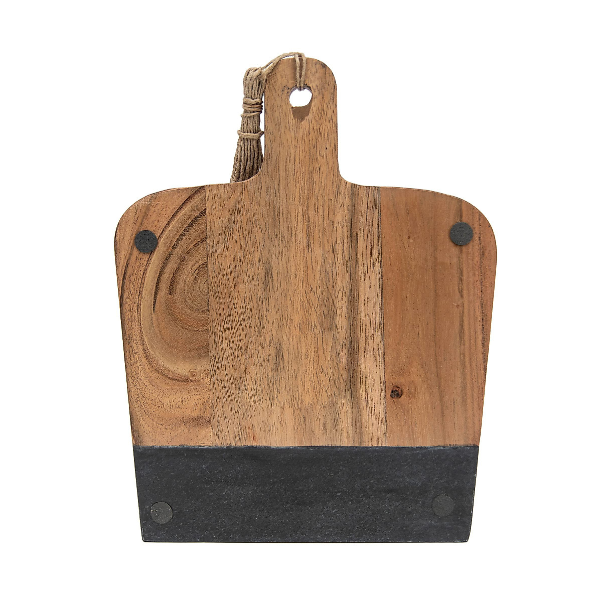 Foreside Home & Garden Small Black Wood, Marble & Jute Cutting Board