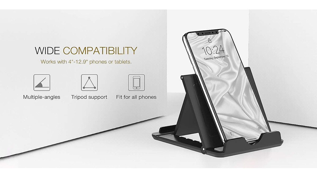 MoKo Adjustable Phone/Tablet Stand for iPhone 16, Black