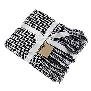 Fennco Styles Houndstooth Fringe Soft Throw Blanket - 50"x60"