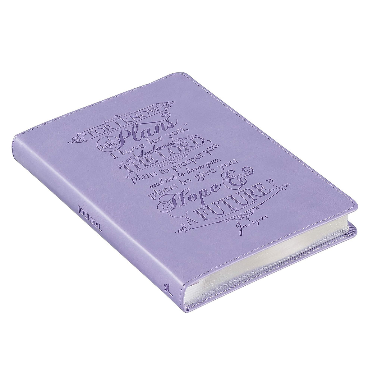 Christian Art Gifts Purple Faux Leather Journal | I Know the Plans Jeremiah 29:11 Bible Verse | Flexcover Inspirational Notebook w/Ribbon Marker and Lined Pages, 6 x 8.5 Inches