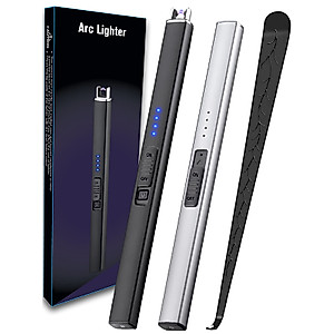 2 Pack Electric Candle Lighter Long Lighter USB Rechargeable Lighter Arc Flameless Plasma Windproof for Candle Camping