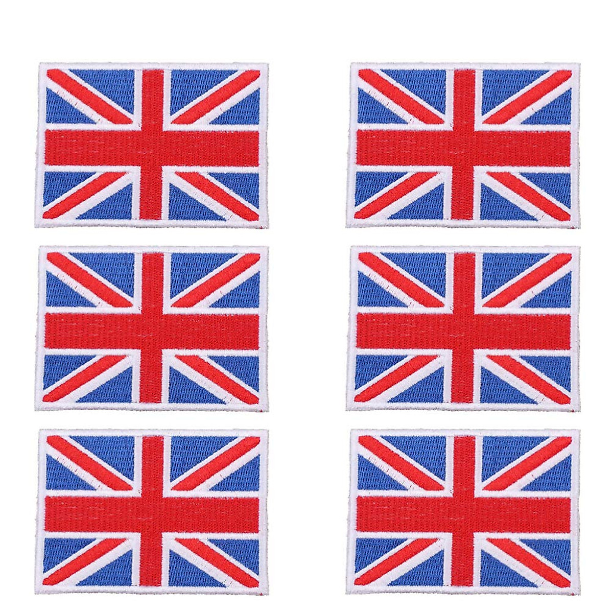 TENDYCOCO British Union Jack Embroidered Patch England Flag UK Great Britain Iron on Sew on Emblem Art Craft Patches for Clothes Jacket Costume Hat 6pcs
