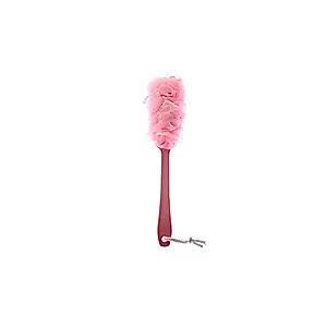 INGVY Dry Brushing Body Brush 1PC Soft Mesh Long Handle Back Brush Exfoliating Sponge Scrubber Hanging Loofah Cleaner Body Bath Shower Bathroom Supplies (Color : Pink)