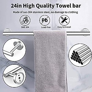 Newfun 10Pcs Brushed Nickel Bathroom Hardware Set - Includes 24&18inch Towel Bar, Robe Hook, Toilet Paper Holder, 2 Pack 5 Piece Bathroom Accessories Set Stainless Steel Wall Mounted