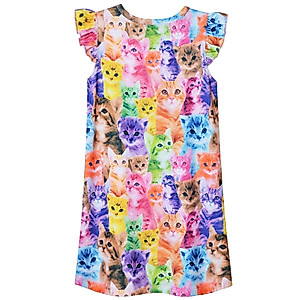 QPANCY Cat Nightgown for American Girls Matching Kids & Dolls 18 inch Pajamas 8 9