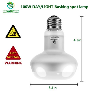REPTI HOME Reptile Heat Lamp Bulbs Intense 100W 4 Pack, Reptiles & Amphibians UVA Basking Spot Lamp Bulb,Simulate Natural Sunlight Reptile Daylight Heat Bulb for Bearded Dragon, Snake