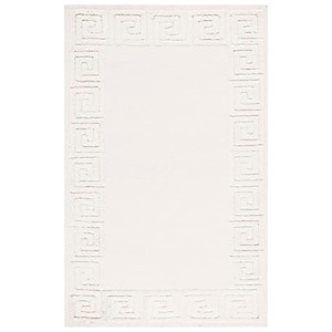 SAFAVIEH Metro Collection Area Rug - 8' x 10', Ivory, Handmade Greek Key Border Wool, Ideal for High Traffic Areas in Living Room, Bedroom (MET276A)