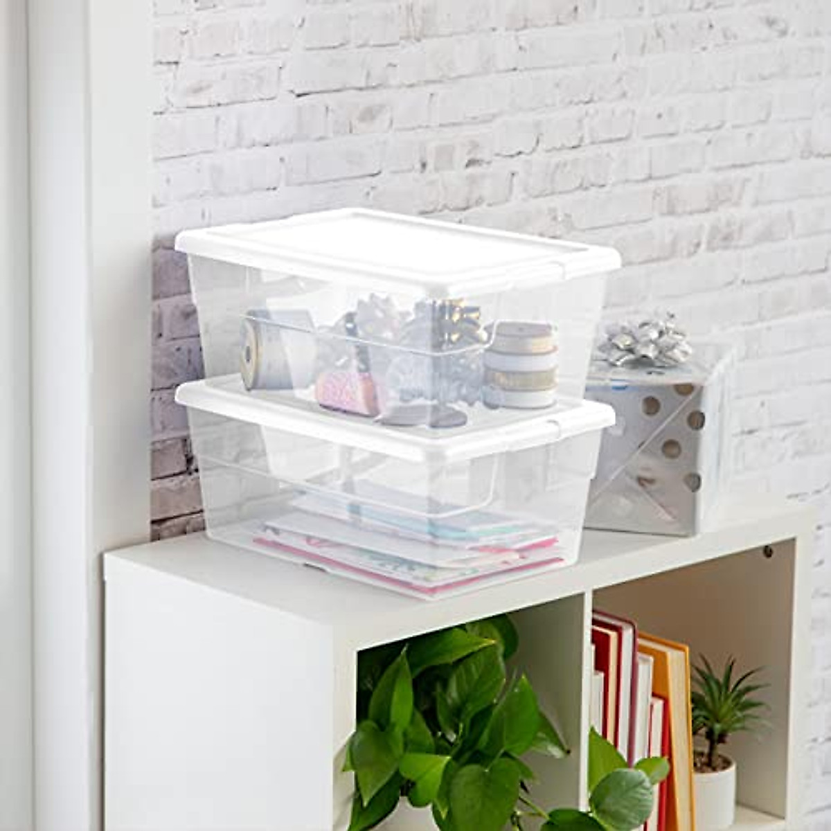 Sterilite 16 Quart Multipurpose Clear Plastic Stacking Storage Container Box with Secure Latching Lid for Home or Office Organization, 108 Pack