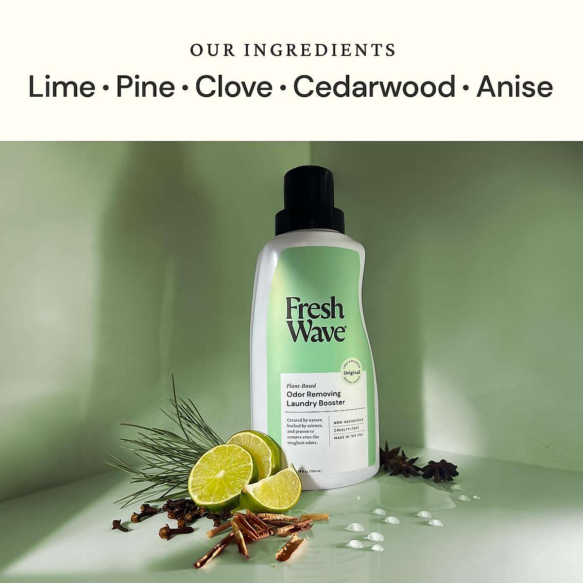 Fresh Wave Odor Removing Laundry Booster, 24 fl. Oz. | Laundry Scent Booster | Safer Odor Relief | Natural Plant-Based Odor Eliminator | Pet Bedding, Activewear, Blankets, Clothes & Fabrics
