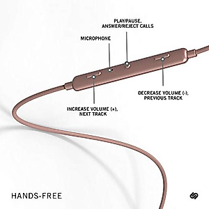 Urbanista Chicago Bluetooth Sports Earphones, High Performance, IPX4 Rated Water Resistant, Call-Handling with Microphone, Sport Carry Pouch, Rose Gold
