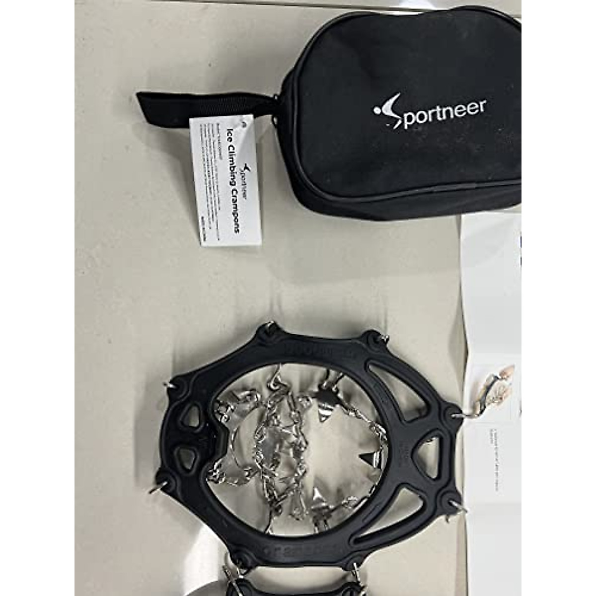 Crampons Ice Cleats, Sportneer Snow Cleats for Shoes and Boots Ice Shoes Grippers with 19 Stainless Steel Spikes Crampons for Hiking Boots Women Men Hiking Fishing Walking