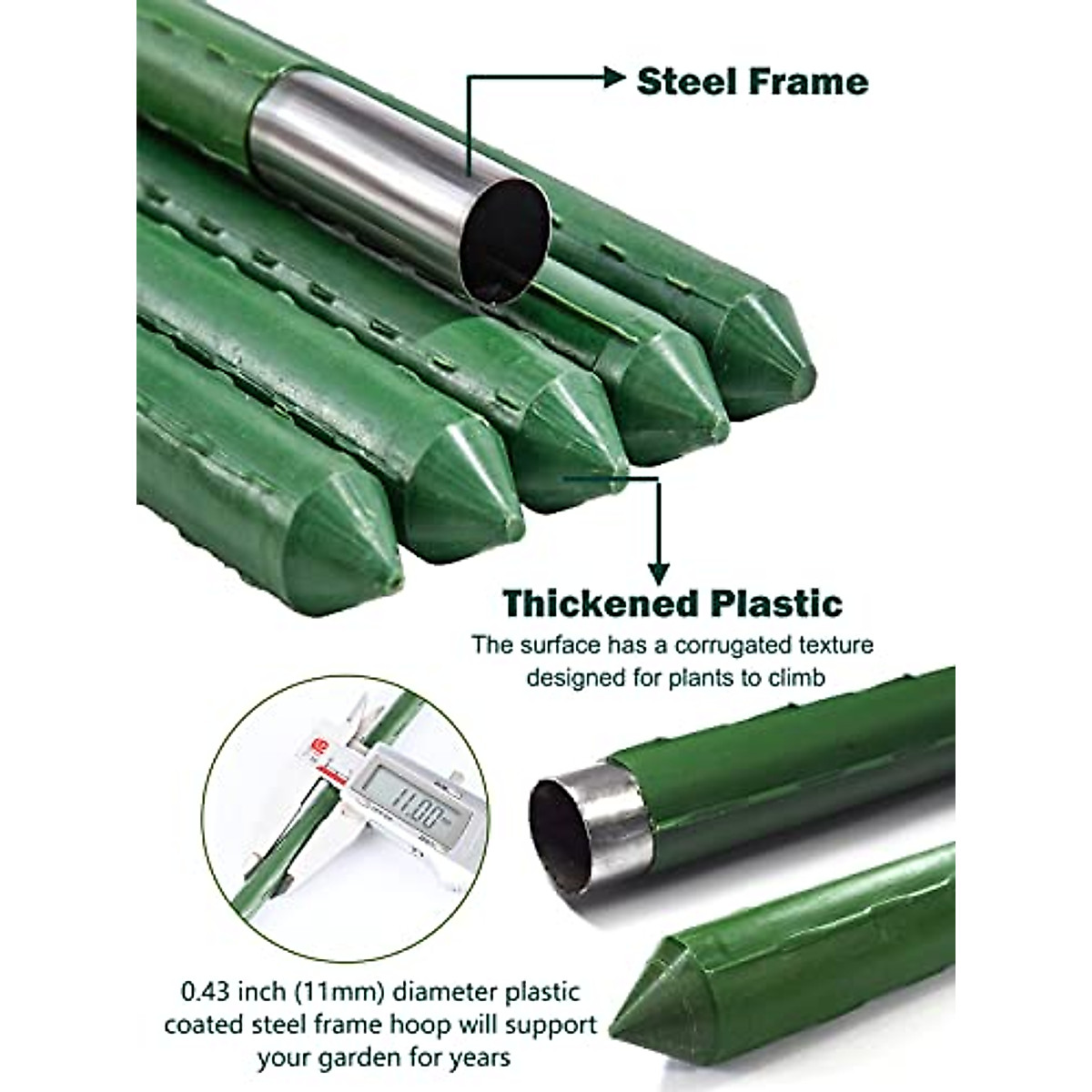 Fuuner 8.2ft×12.5ft Greenhouse Plastic, with 3 Sets Greenhouse Hoops for Plant Cover Support, Arched Steel Frame Hoops with Thickened Plastic Coated for DIY Garden Grow Tunnel