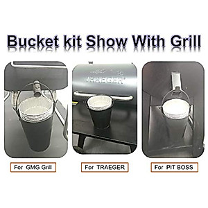 Big Part Black Grease Drip Bucket with12-Pack Disposable Foil Liner Kit Replacement Parts for Oklahoma Joe's, Also Fits Most Wood Pellet Grill & Offset Smokers, White-Black