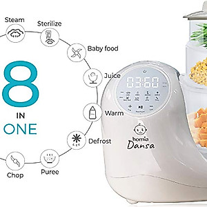 Baby Food Maker Chopper Grinder - Mills and Steamer 8 in 1 Processor for Toddlers - Steam, Blend, Chop, Disinfect, Clean, 20 Oz Tritan Stirring Cup, Touch Control Panel, Auto Shut-Off, 110V Only