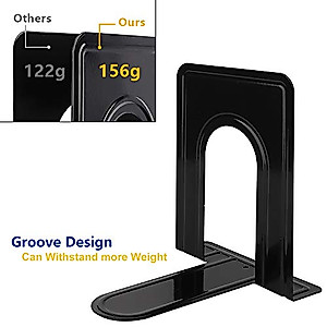 Jekkis 20pcs Bookends Metal Book End 6.6"x 5.7"x 5" Black Heavy Duty Bookends for Shelves Nonskid Bookend Supports Plain Large Bookends, Library Office Home, 10 Pair