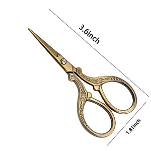 GAIFONGRE 3.5 inch Sewing Embroidery Scissors, Straight Sharp Stainless Steel Sharp Scissors with leather sheath cover,DIY tools for Threading Needlework Dressmaker Artwork Everyday Use (Bronze)