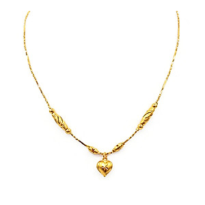 Beaded Thai Baht Yellow Gold Plated Filled Necklace Jewelry for women 18 inch