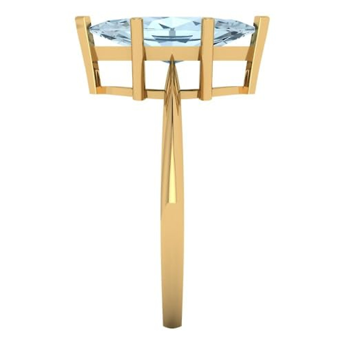 Clara Pucci 2.50 ct Marquise Cut Solitaire Natural Aquamarine Engagement Bridal Promise Anniversary Ring 18K Yellow Gold Size 3.5