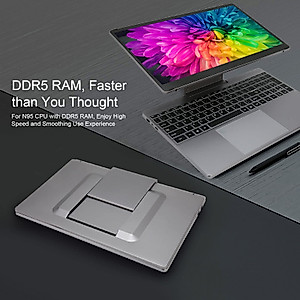 Haofy Tablet Laptop, 12GB DDR5 RAM 5800mAh Battery RGB Backlit 15.6in Touchscreen Office Laptop School Gravity Sensor (US Plug 512GB)