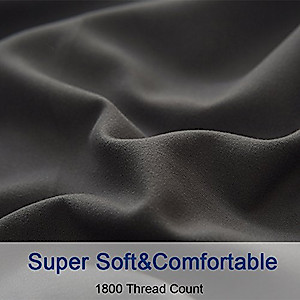 SONORO KATE Bed Sheet Set Super Soft Microfiber 1800 Thread Count Luxury Egyptian Sheets Fit 18-24 Inch Deep Pocket Mattress Wrinkle-4 Piece (Dark Grey, Queen)