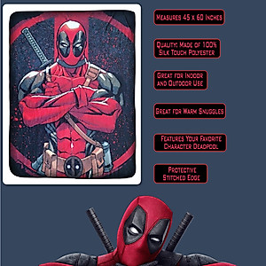 Bazillion Dreams Marvel Deadpool Tough Guy Fleece Softest Comfy Throw Blanket for Adults & Kids| Measures 60 x 45 Inches