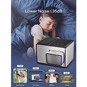 Nugget Ice Maker Countertop, 45lbs/24H, Pebble Ice Maker with Soft Chewable Ice, Self Cleaning Sonic Ice Machine, Stainless Steel, Touch Screen, Compact Design for Home Office Party - Silver