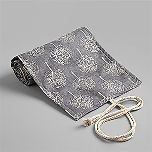 DIYOMR 24/36/72 Slots Pencil Wrap Pencil Rolls, Artist Colored Pencils Roll Up Bag Short Brushes Pouch Case Pencils Organizer for Drawing Coloring and Sketching (Trees, 72slots)