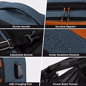 POWAITER Large Travel Backpack for Women Men Fits 17 Inch Laptop, Airline Approved Carry On Backpack with 4 Packing Cubes-Navy