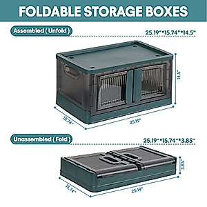 Hureny Storage Bins with Lids, 19 Gal (Pack of 1) Folding Storage Box, Plastic Storage Containers with Lids for Garage, Laundry Room, Office, Bedroom, Home, Dorm Room.