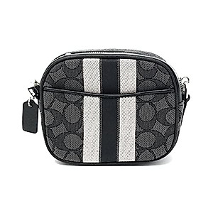Coach Women's Mini Dempsey Camera Bag In Signature Jacquard With Stripe And Coach Patch (Silver/Black Smoke Black Multi)