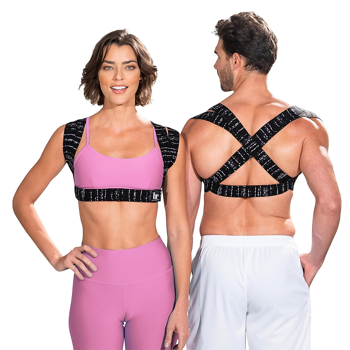 BackEmbrace Posture Corrector for Women and Men - Made in USA - Slim and Adjustable Shoulder Brace - Back Brace for Back Pain Relief - Black Drizzle M/L