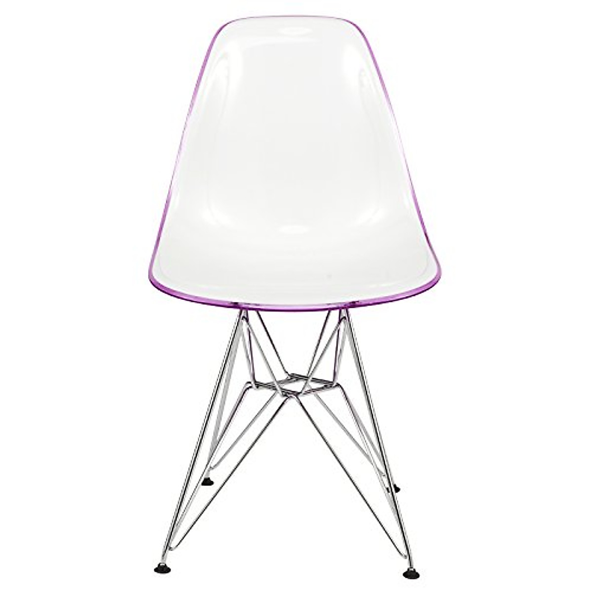 LeisureMod Carey Modern Eiffel Base Molded Side Chair Set of 2 (White Purple)