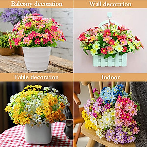 Clearance 6 Bundles Outdoor Artificial Flowers for Decoration,Silk Flowers UV Resistant Fake Flowers No Fade Faux Flowers Plastic Bouquet Hanging Plants for Indoor Outside Farmhouse Home Garden