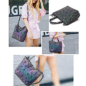 Geometric Luminous Purses and Handbags Holographic Reflective Crossbody Bag Wallet Flash Rainbow Tote NO.1P