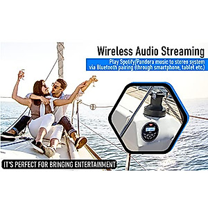 Boat Bluetooth Marine Stereo Radio Boat Radio AM FM Tuner Bluetooth Streaming Music Digital Media on Boats Golf Cart ATV UTV and Spa Hot Tubs