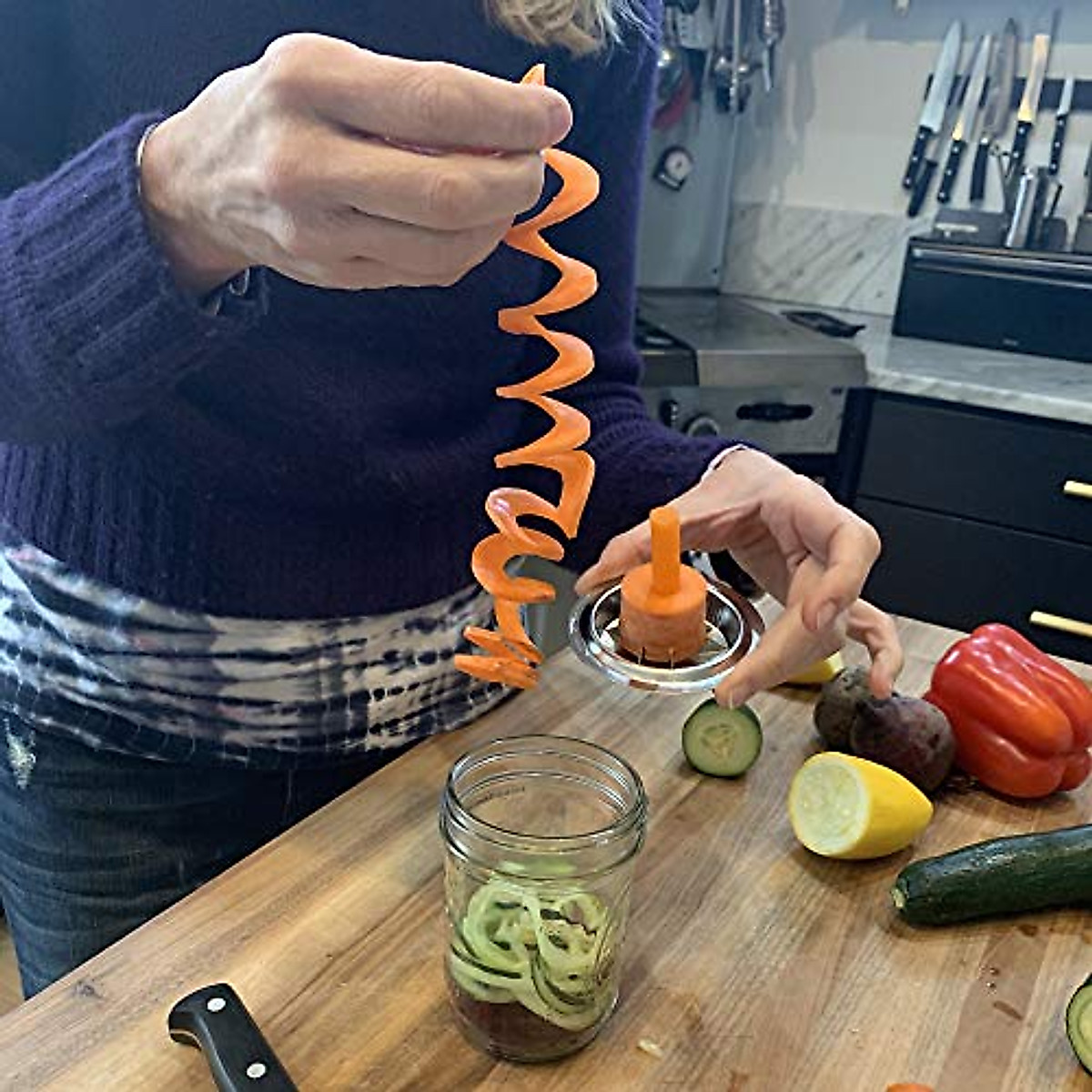 Jarware 3 in 1 Mason Jar Spiralizer Lid, Wide Mouth, Stainless Steel