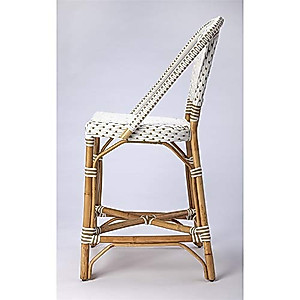 Beaumont Lane Island Living Rattan Counter Stool in White and Tan